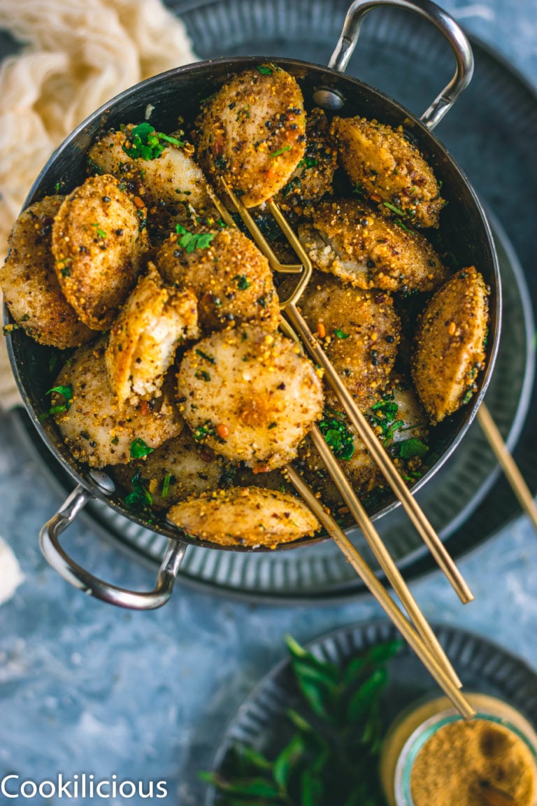 Mini Masala Idli | Tadka Idli | Masala Steamed Cakes