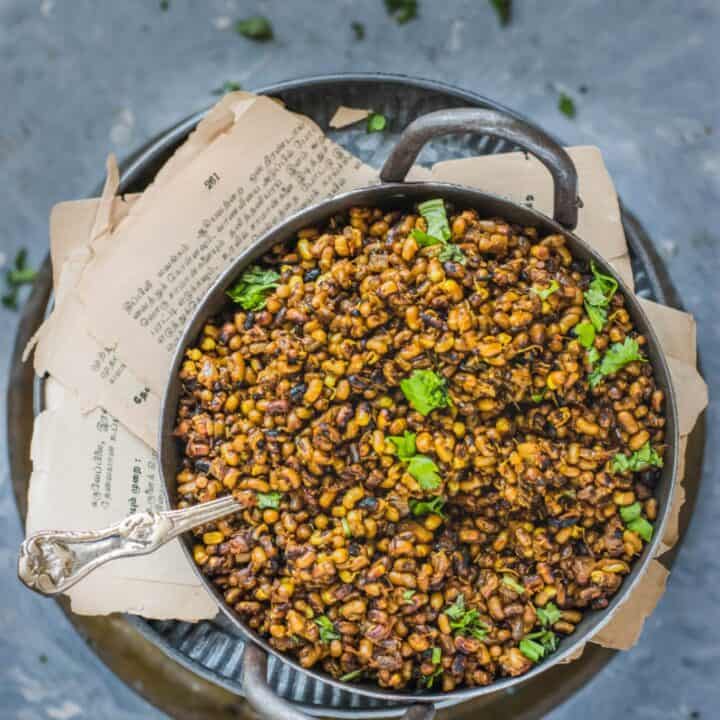 Vegan Matki Usal | Indian Moth Bean Sprouts Salad