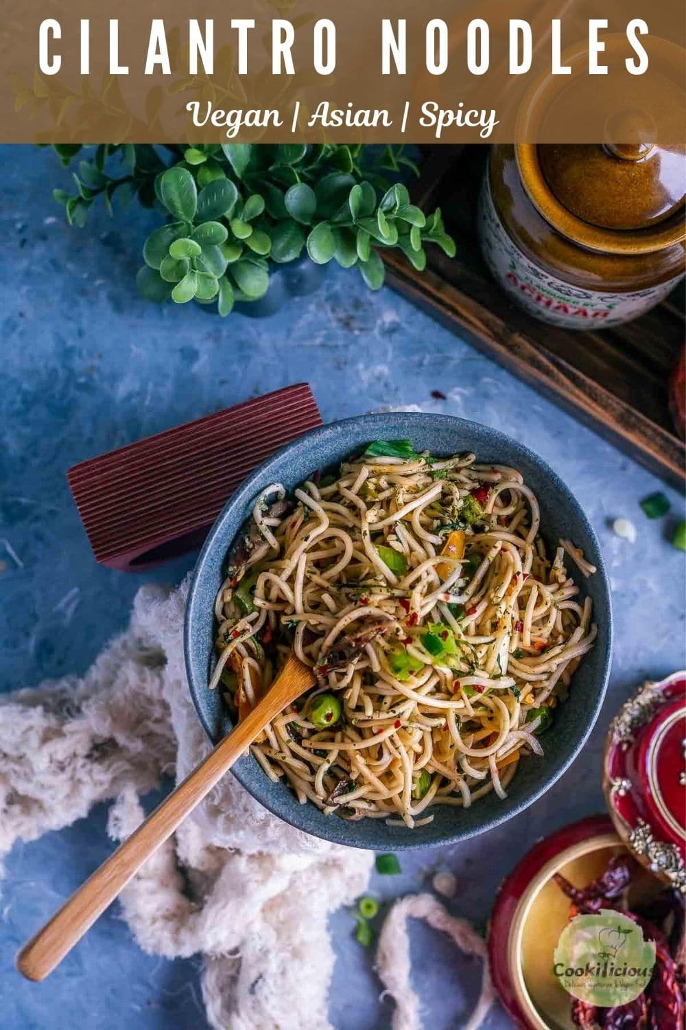 Hot and Spicy Vegan Cilantro Pot Noodles – Cookilicious