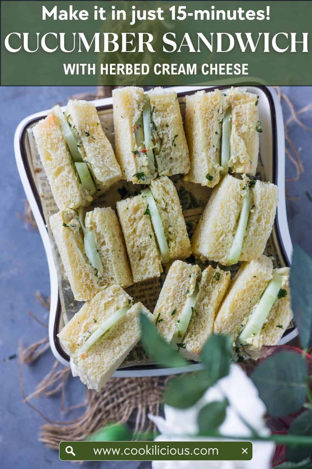 Classic Cucumber and Cream Cheese Tea Sandwiches – Cookilicious